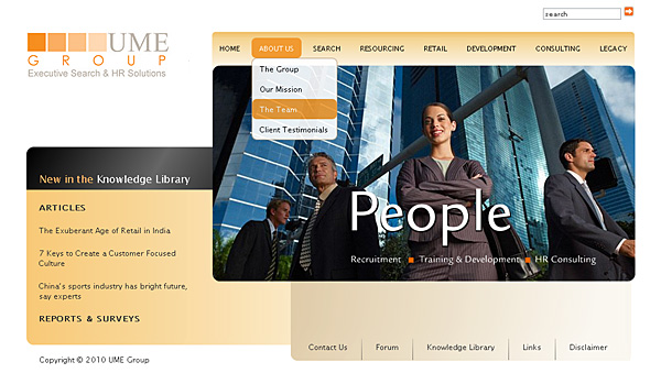 Website for UME Group - Inside AndyLim Creative